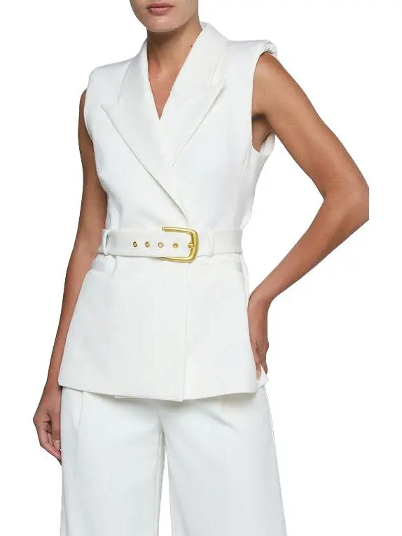 L'Agence Emerly Belted Vest - White