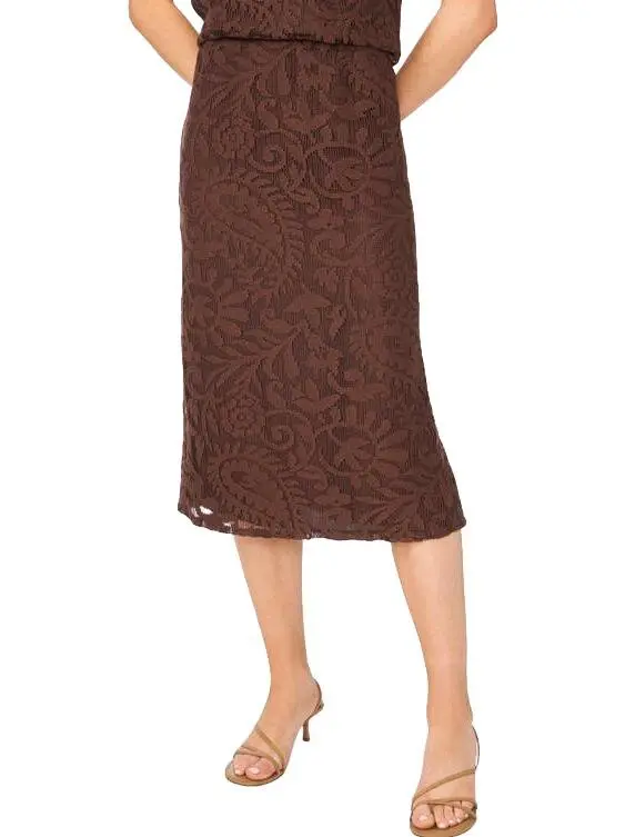 Halogen Lace Pull-on Midi Skirt - Chicory Coffee