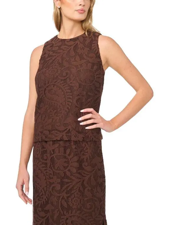 Halogen Lace Sleeveless Top - Chicory Coffee
