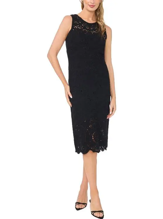 Halogen Crochet Sheath Dress - Rich Black