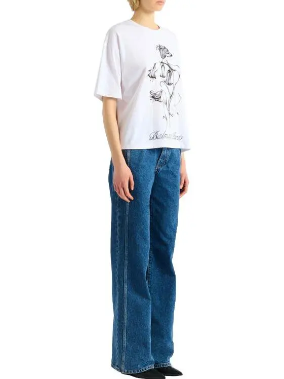 Balmain Printed Flower T-shirt - White