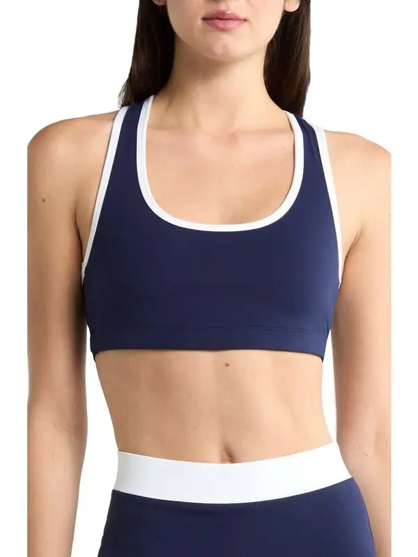 Year Of Ours Sport Court Racerback Sports Bra - Navy/white