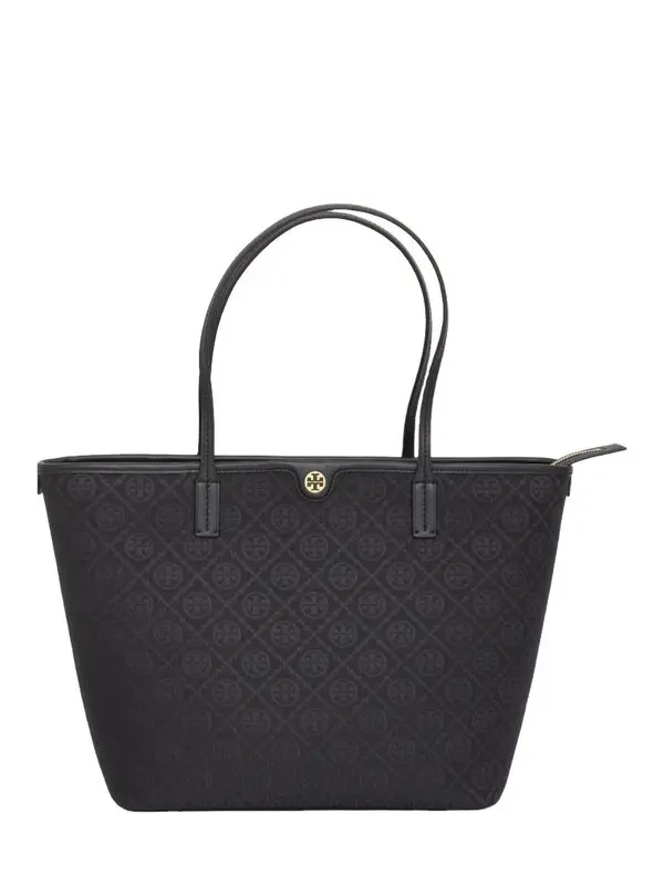 Tory Burch T Monogram Zip-up Tote Bag - Black