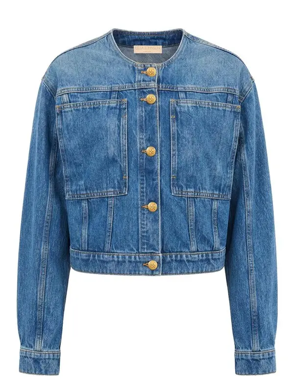 Ulla Johnson The Briar Collarless Denim Jacket - Danube