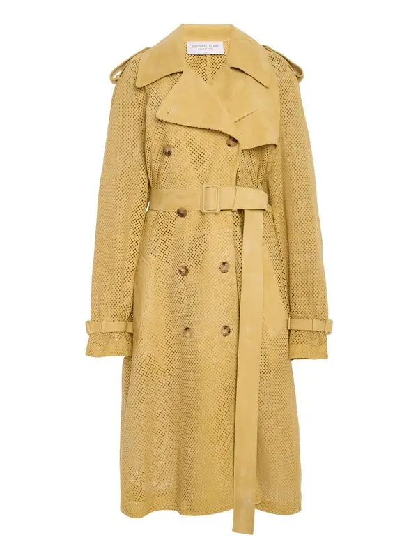 Michael Kors Perforated Suede Trench Coat - Nude