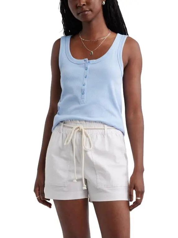 Caslon Cotton Blend Rib Henley Tank - Blue Windsurfer