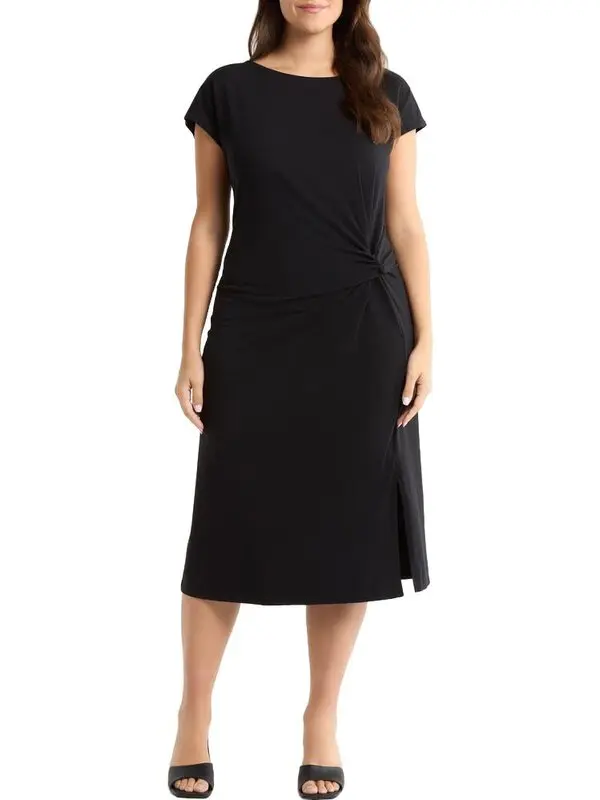 Caslon Twist Cotton Blend Knit Midi Dress - Black
