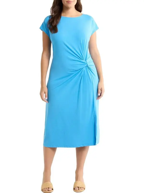 Caslon Twist Cotton Blend Knit Midi Dress - Blue Maya