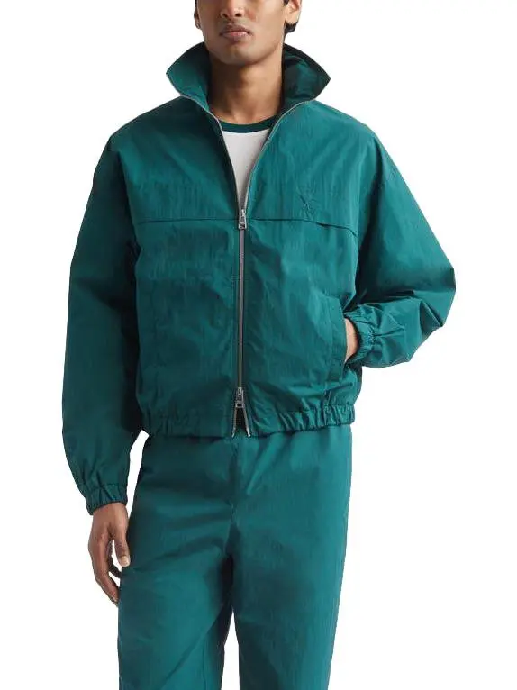 AMI Paris Embossed De Coeur Water Repellent Windbreaker Jacket - Vert Sapin