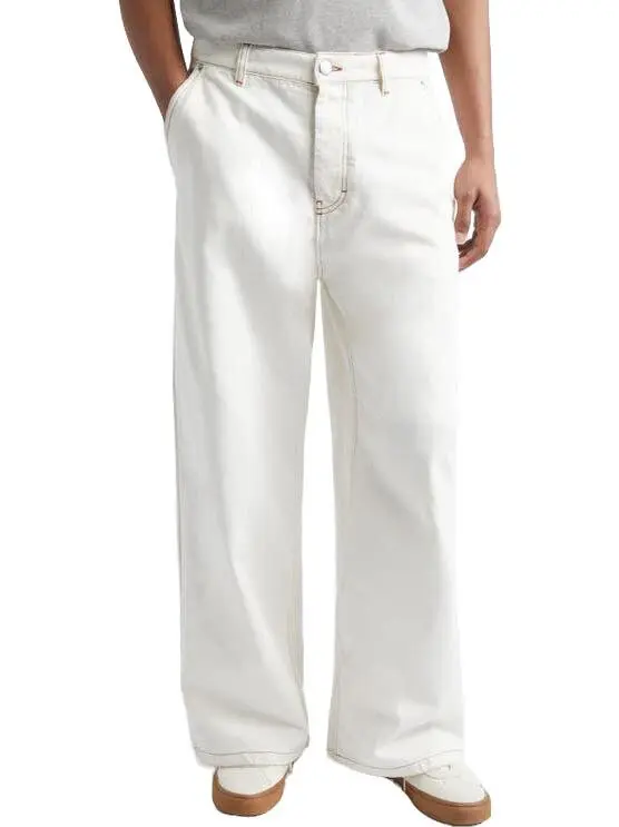 AMI Paris Wide-leg Jeans In Creamy Wash - Blanc Creme