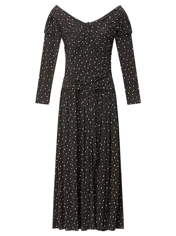 Isabel Marant Étoile Giovana Polka Dot Off-the-shoulder Maxi Dress - Black/ecru