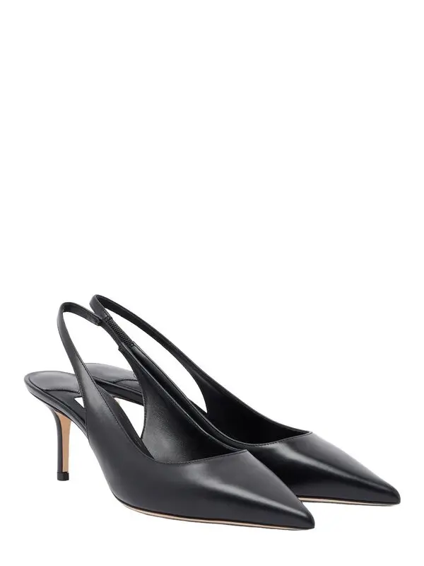 JIMMY CHOO Leather Slingback Pumps With Pointed Toe - Black