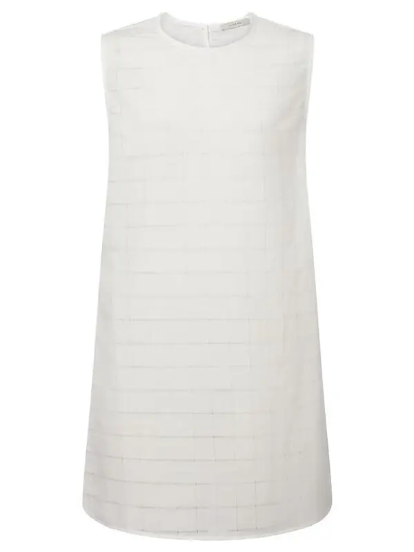 Asceno Sintra Checked Linen And Cotton Minidress - White