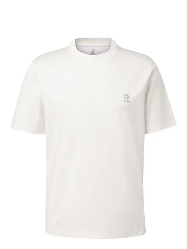 Brunello Cucinelli Logo Cotton Jersey T-shirt - White