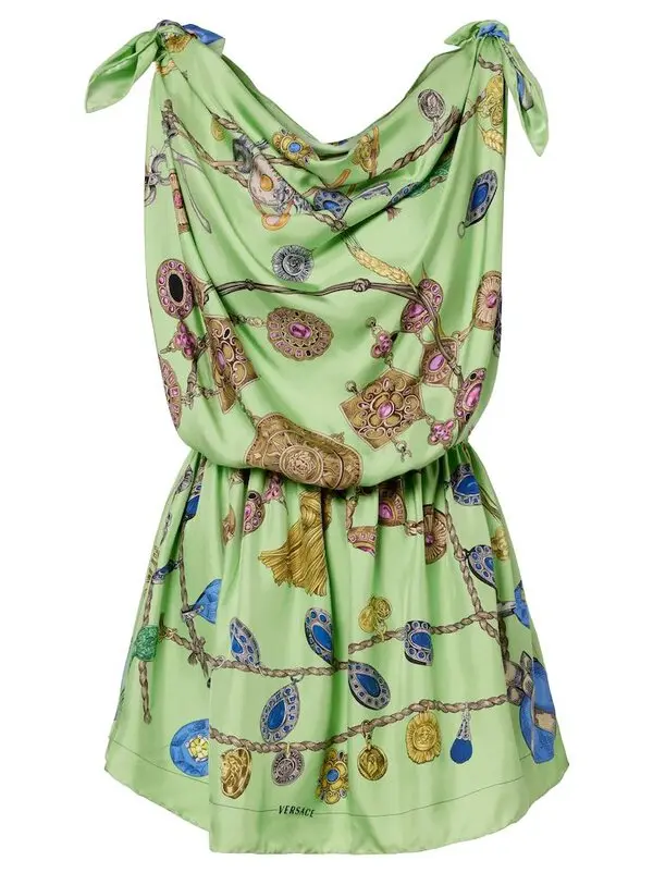 Versace Printed Silk Twill Mini Dress - Multicoloured
