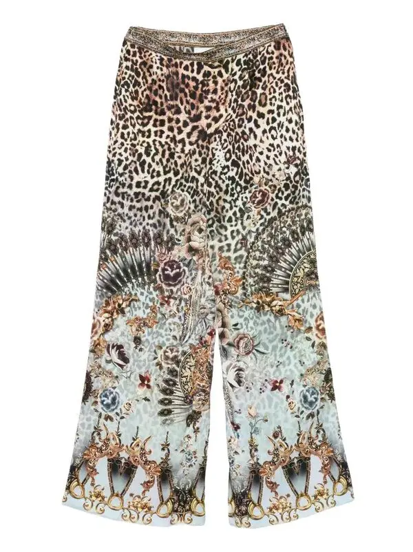 Camilla Crystal-embellished Palazzo Pants - Neutrals