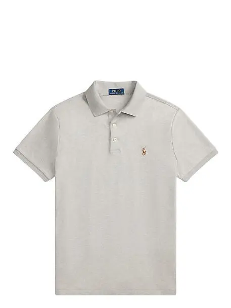 Polo Ralph Lauren Brand-embroidered Short-sleeved Cotton Polo Shirt - Spring Heather