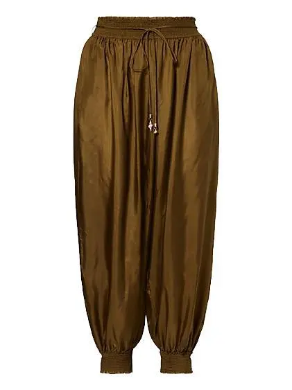 Zimmermann Mahon Silk Harem Trousers - Olive
