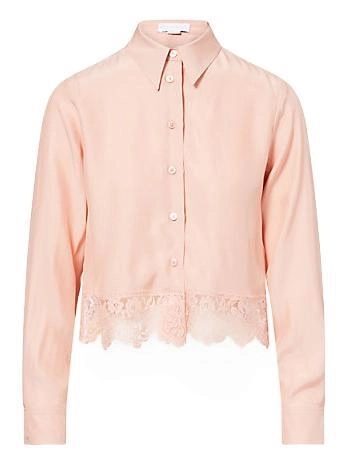 Stella McCartney Lace Trim Silk Shirt - Soft Rose