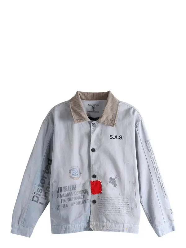 SAITOS Patchwork Printed Jacket - Grey