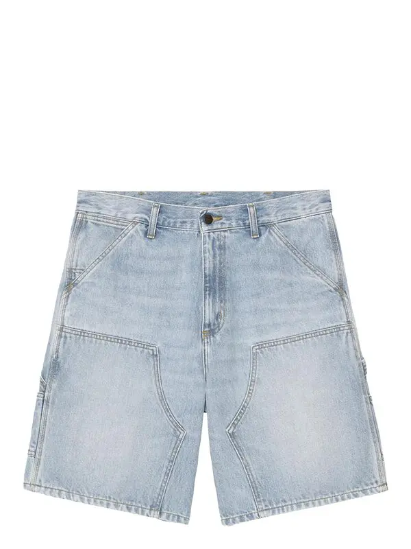 Carhartt Work In Progress Double Knee Short Heavy Worn Bleached - Blue