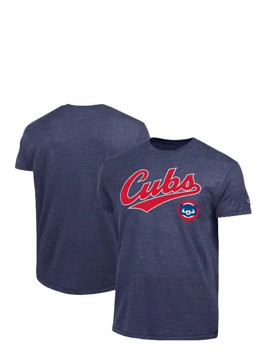 Champion Chicago Cubs Cooperstown Wordmark Lockup Tri-blend T-shirt - Navy