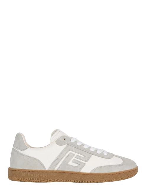 Balmain Swan Leather And Suede Lace-up Sneakers - Grey