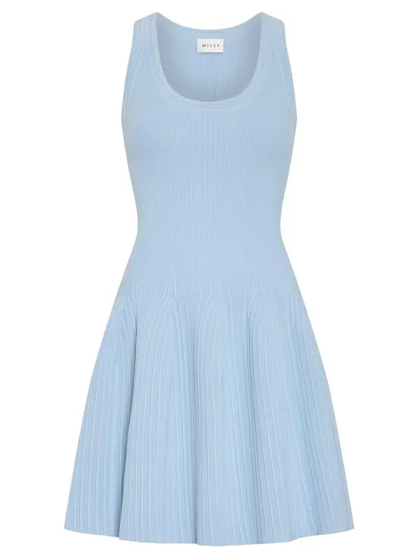 MILLY Marea Knit Mini Dress - Light Blue