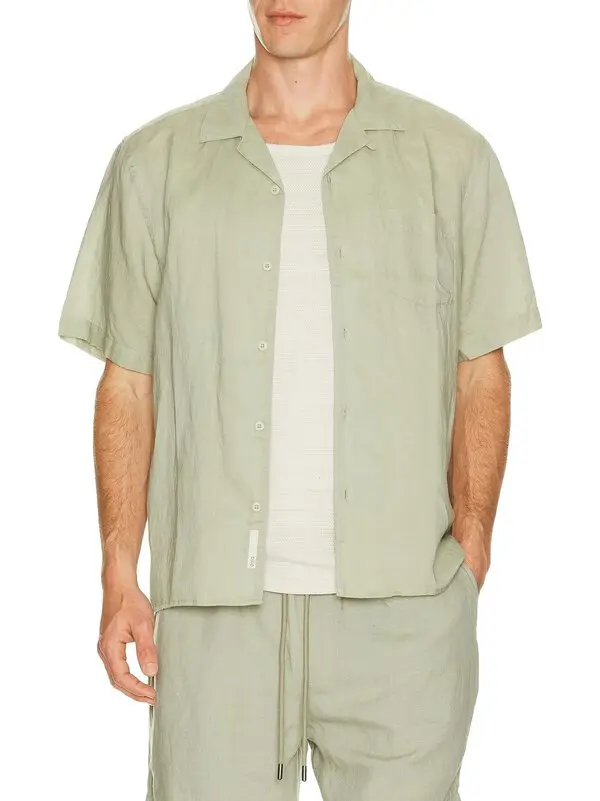 Onia Air Linen Convertible Vacation Shirt In Blue - Elm