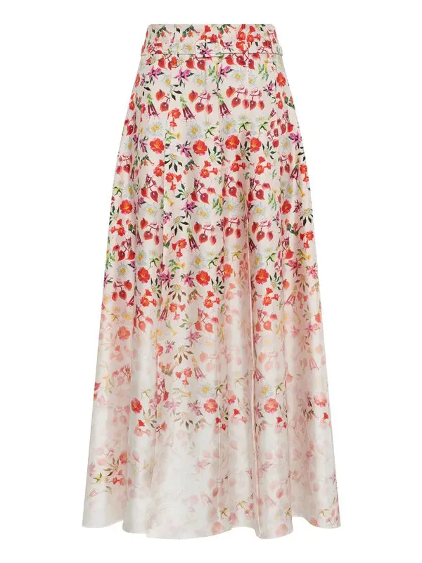 Gabriela Hearst Dugald Pleated Midi Skirt In Uruguayan Flowers Print Silk - Nude Multi