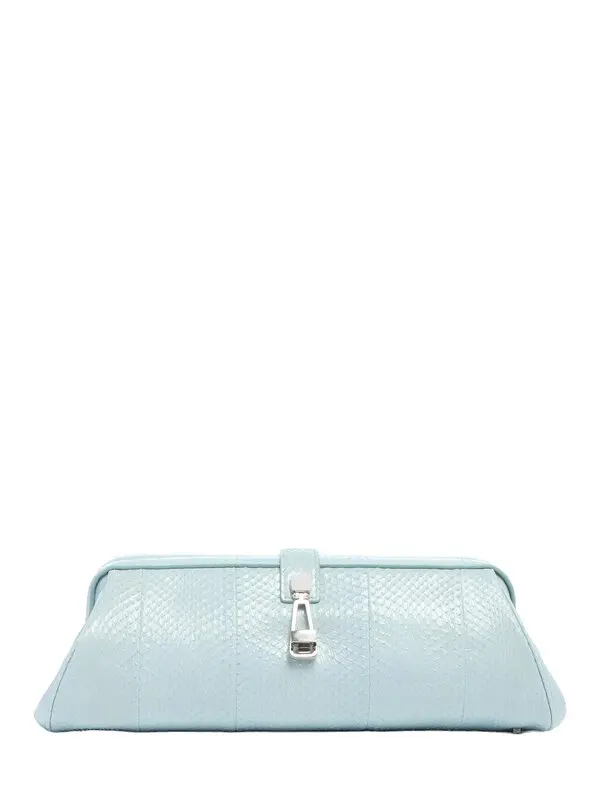 Gabriela Hearst Paola Clutch In Snakeskin - Light Blue