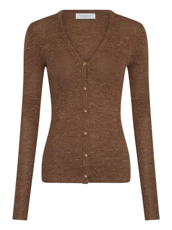 Gabriela Hearst Aiste Knit Cardigan In Cashmere Silk Blend - Chestnut