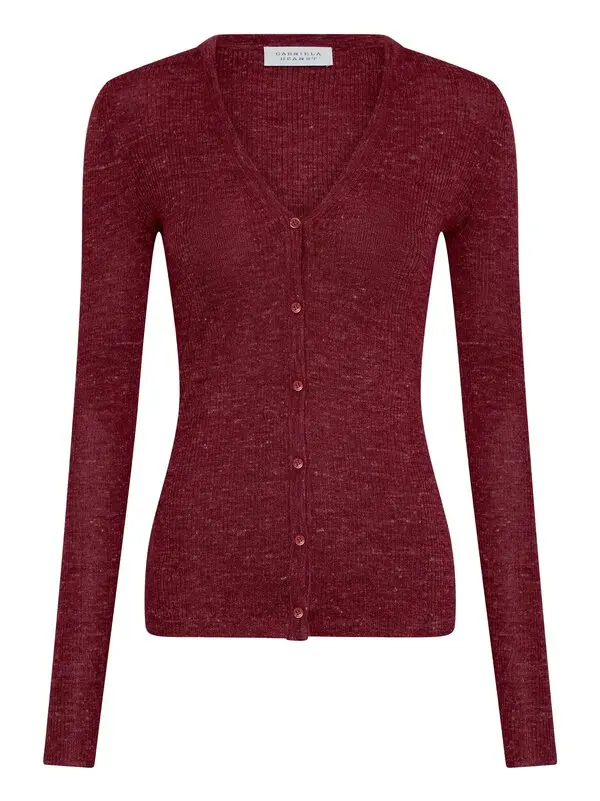 Gabriela Hearst Aiste Knit Cardigan In Cashmere Silk With Hemp - Bordeaux