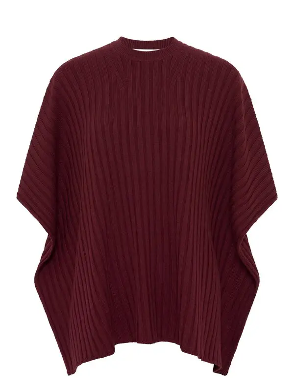 Gabriela Hearst Baron Knit Cropped Poncho In Merino Wool Cashmere - Bordeaux