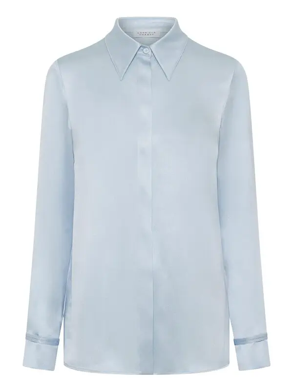 Gabriela Hearst Cruz Silk Satin Shirt - Light Blue