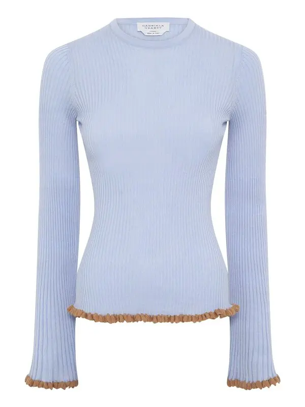 Gabriela Hearst Erya Knit Crewneck Sweater In Cashmere Silk - Halogen Blue