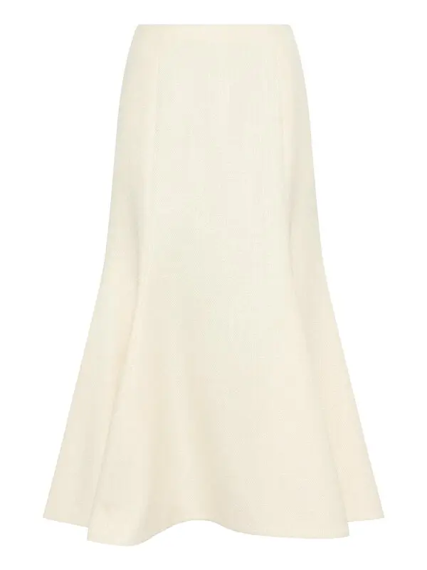 Gabriela Hearst Patterson Virgin Wool Silk Slub Skirt - Ivory