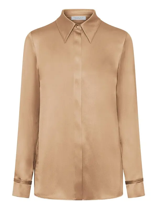 Gabriela Hearst Cruz Silk Satin Shirt - Camel