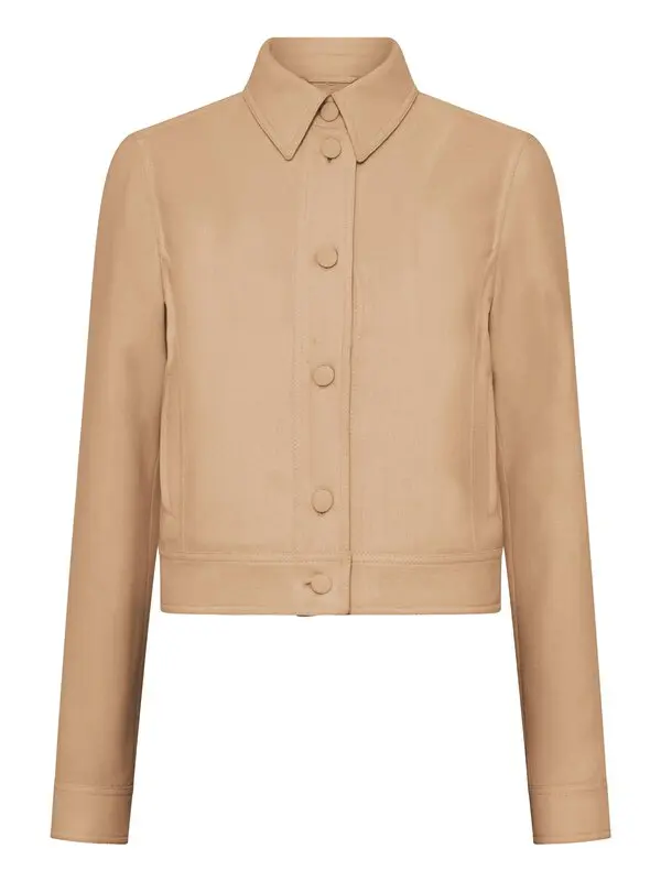 Gabriela Hearst Thereza Jacket In Virgin Wool Crepe - Camel/citrine
