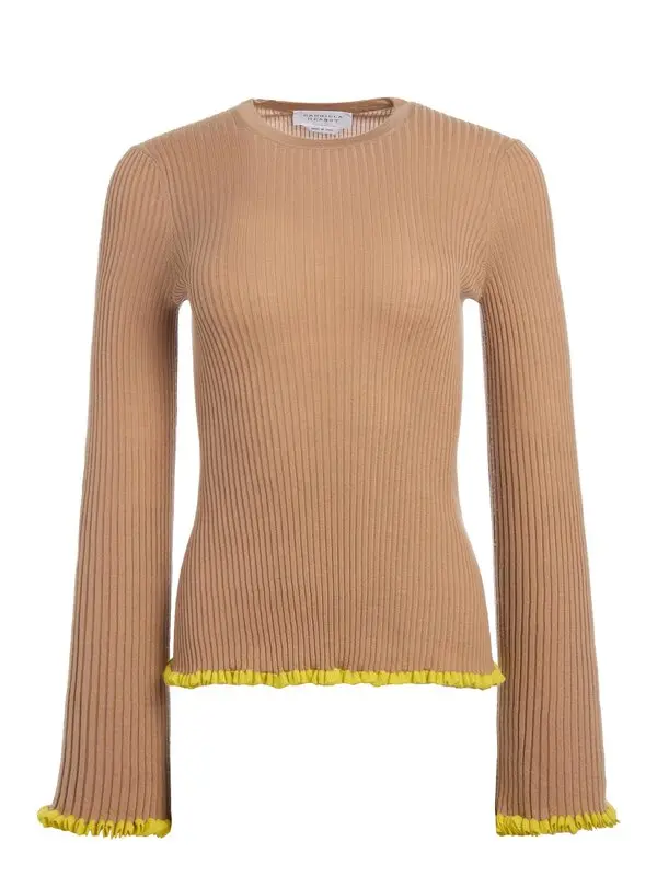 Gabriela Hearst Erya Ribbed Cashmere Silk Blend Crewneck Sweater - Camel