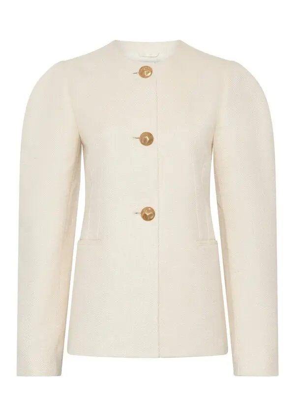 Gabriela Hearst Daelan Jacket In Virgin Wool Silk Slub - Ivory