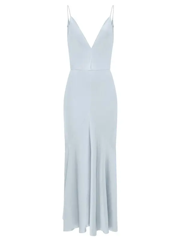 Gabriela Hearst Brigita Silk Satin Slip Dress - Light Blue