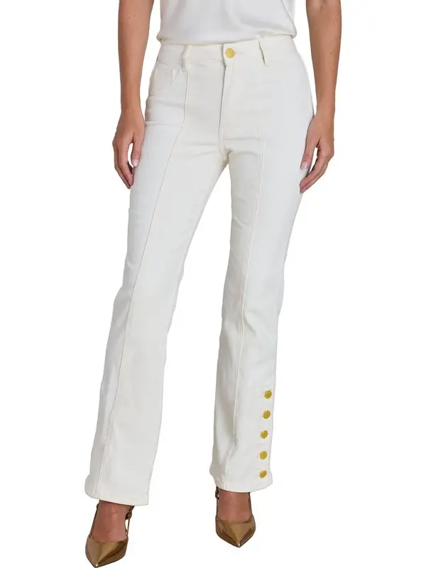 THE NOLI SHOP Veronica Button Jean - Ivory