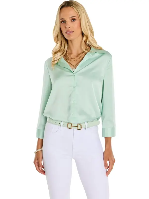 THE NOLI SHOP Sara Silk Blouse - Mint