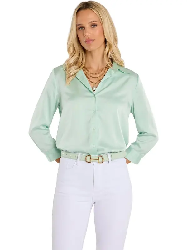THE NOLI SHOP Sara Silk Blouse - Mint
