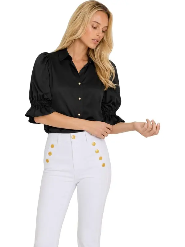 THE NOLI SHOP Cindy Ruffle Sleeve Blouse - Black