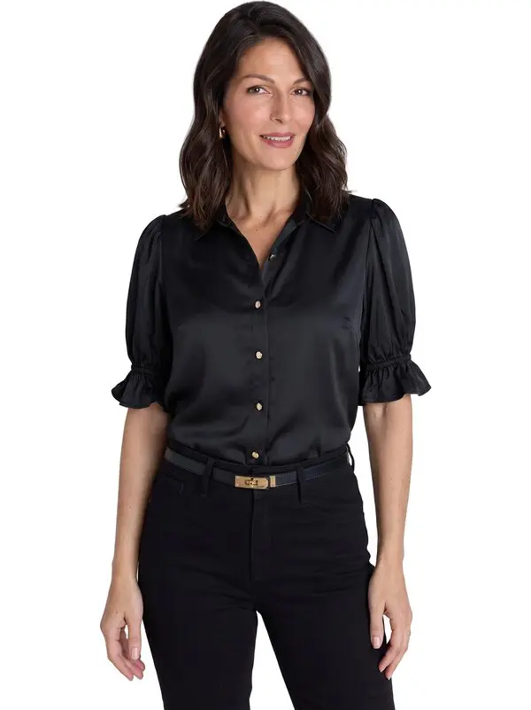 THE NOLI SHOP Cindy Ruffle Sleeve Blouse - Black