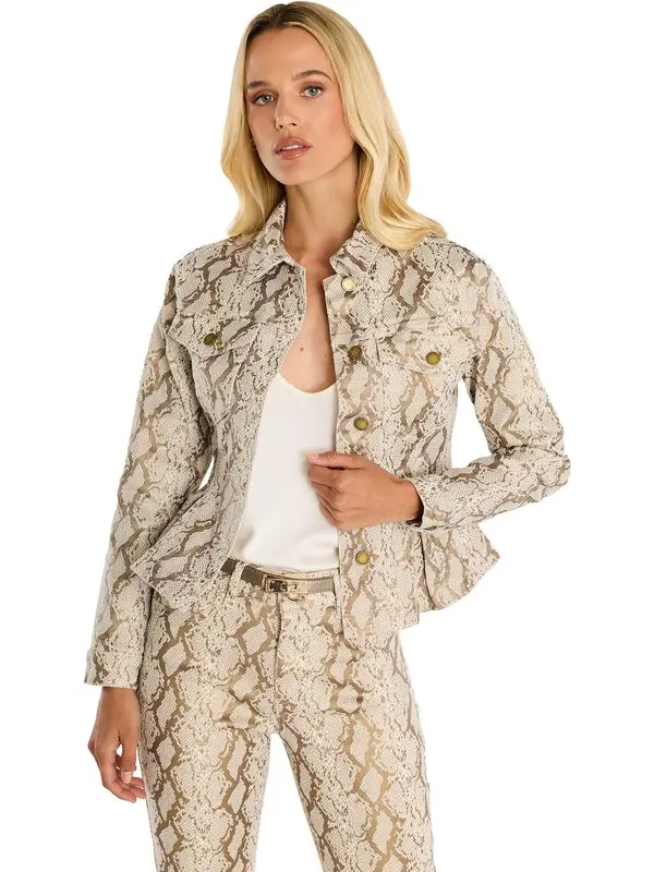 THE NOLI SHOP Bethanie Denim Jacket - Gold Python