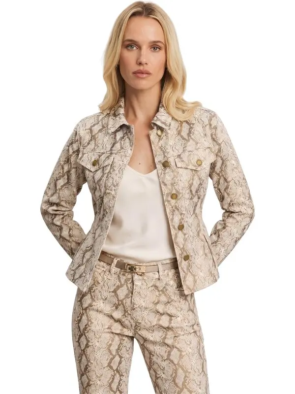 THE NOLI SHOP Bethanie Denim Jacket - Gold Python