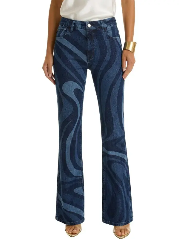 THE NOLI SHOP Aria Coated Flare Jean - Blue Wave